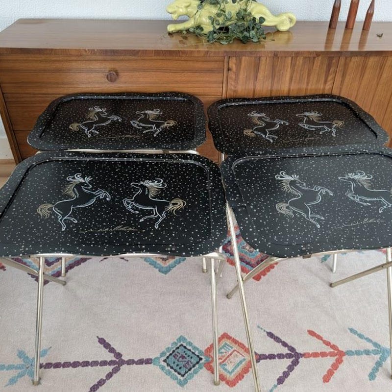 Tv Trays Vintage Metal - Etsy