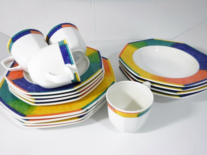 Retro Mikasa Color Eclipse 4 Piece Place Settings Service for | Etsy