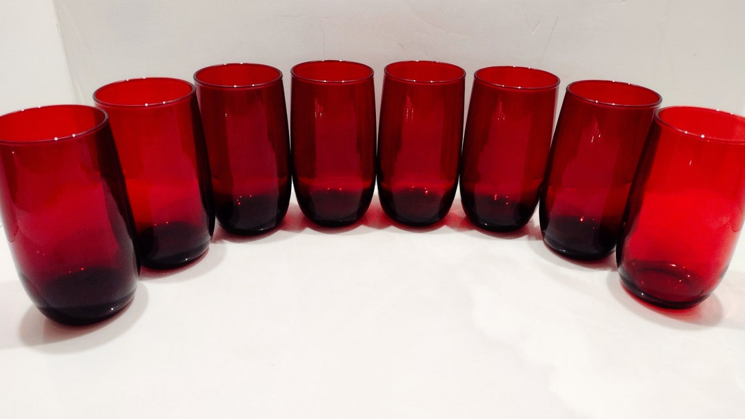 Royal Ruby Red Roly Poly 5 Tumblers Set of 8 Flat Iced - Etsy