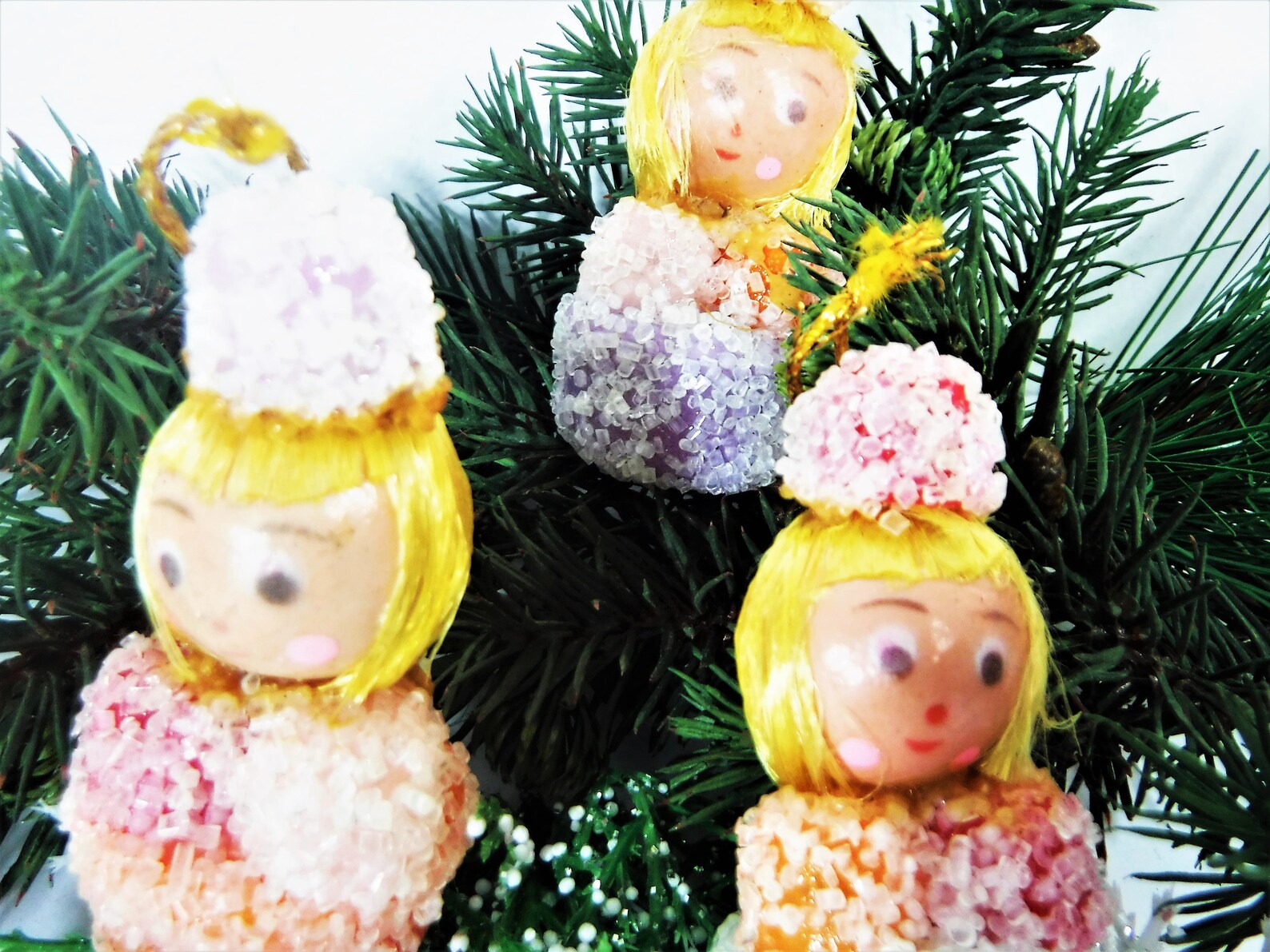 Vintage Ice Crystal Christmas Angel Ornaments - Etsy