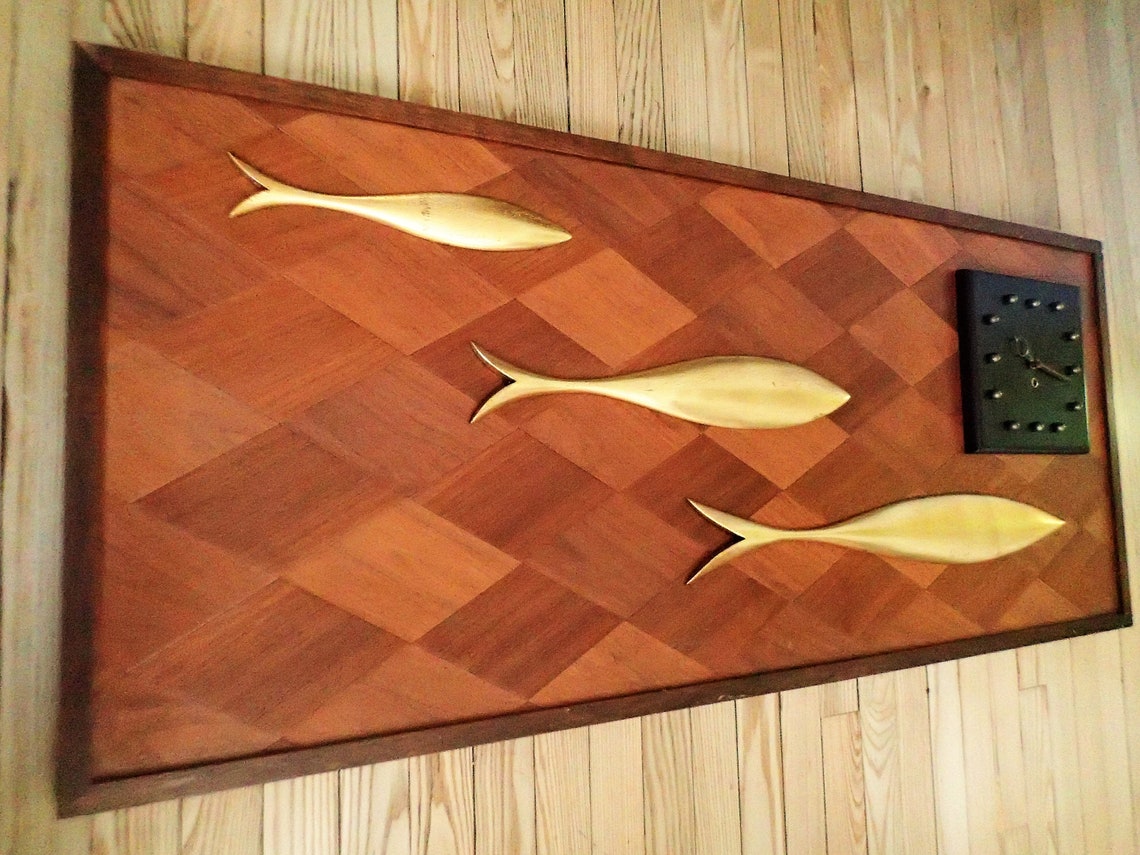 Mid Century Minimalist Art Atomic Fish Extra Large Parquet | Etsy