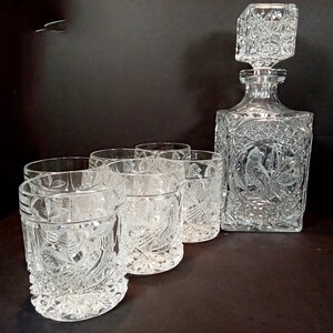 Mid Century Hofbauer Crystal Barware Set. Byrdes Collection Square ...