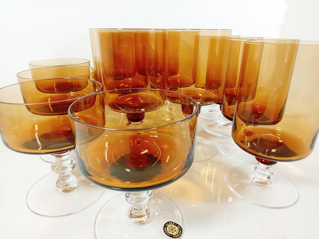 Mid Century Sasaki Regency Amber Stemware. Sold in Sets of 6 Water ...