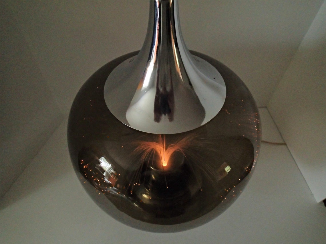 Atomic Table Lamp Sleek Mid Century Modern Smoke Glass and - Etsy
