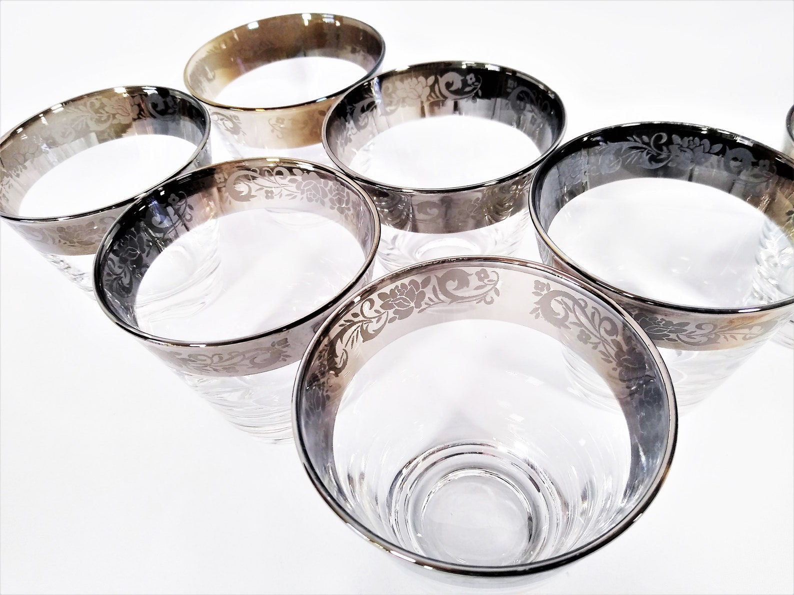 Vitreon Queen's Luster Vintage Barware Beautiful Floral Embossed Silver ...