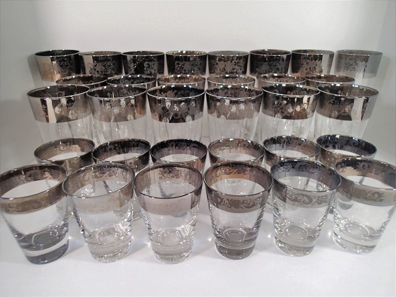Vitreon Queen's Luster Vintage Barware Beautiful Floral Embossed Silver ...