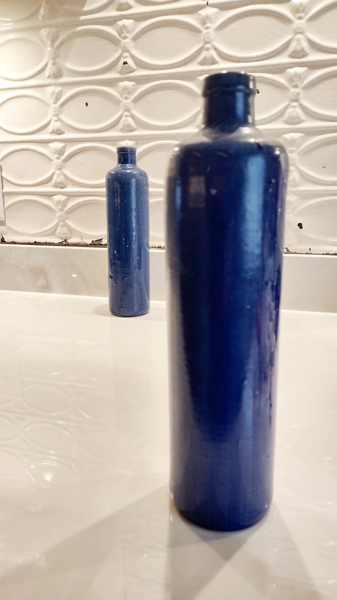 Antique Blue Pottery Crockery Wine / Beer Bottles - Etsy