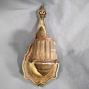 Antique Riddle Cast Metal Wall Sconce, Original Finish and Patina With ...