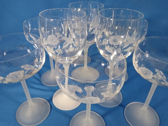 Avon Hummingbird Lead Crystal Stemware Wine Glasses Water | Etsy