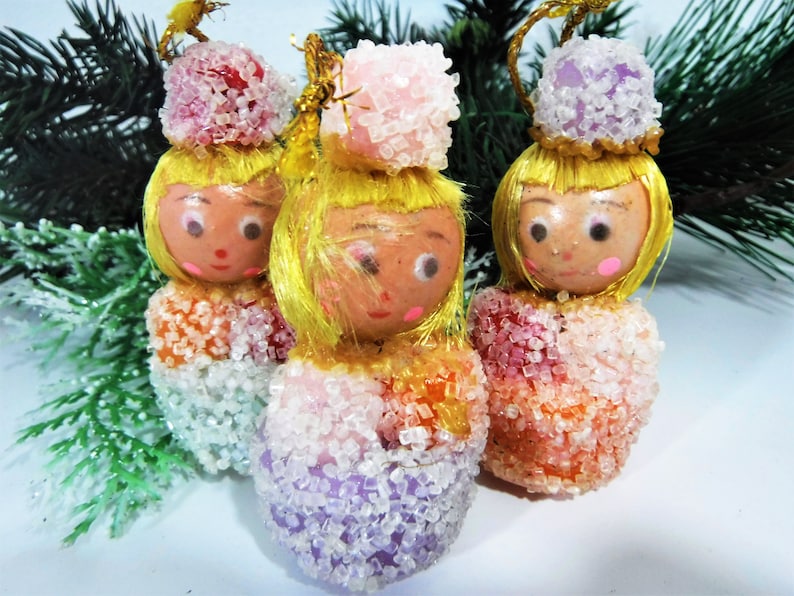 Vintage Ice Crystal Christmas Angel Ornaments | Etsy