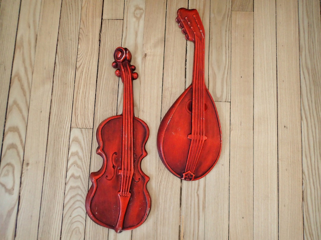 Mid Century Cast Aluminum Violin and Mandolin Musical Instrument Wall ...