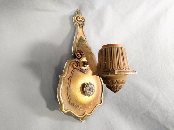 Antique Riddle Cast Metal Wall Sconce Original Finish and - Etsy
