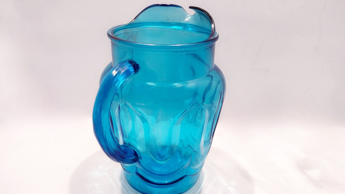 Anchor Hocking Colonial Blue Tulip 80 Ounce Glass Pitcher. - Etsy