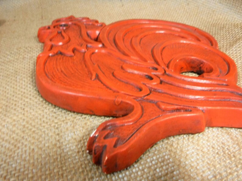 Chicken Ceramic Wall Plaques Orange Hen and Crowing Rooster | Etsy