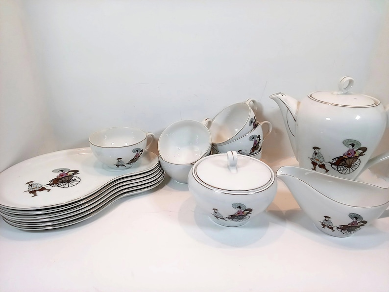 Arita Rickshaw Rikisha Luncheon Set Service for 6 Cups and - Etsy
