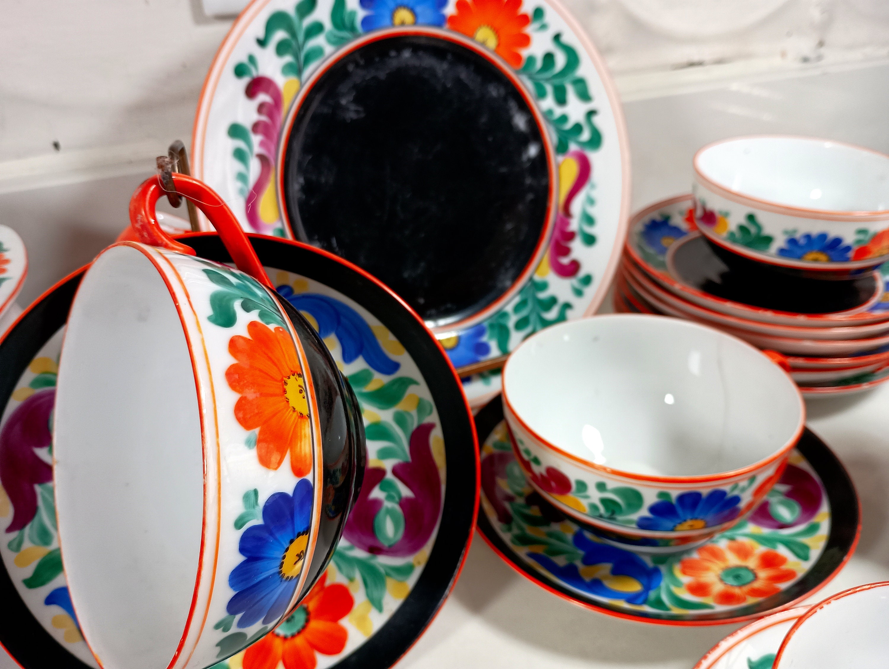 Phoenix China, Czechoslovakia, Moravian Art Hand-painted Flowers Tea ...