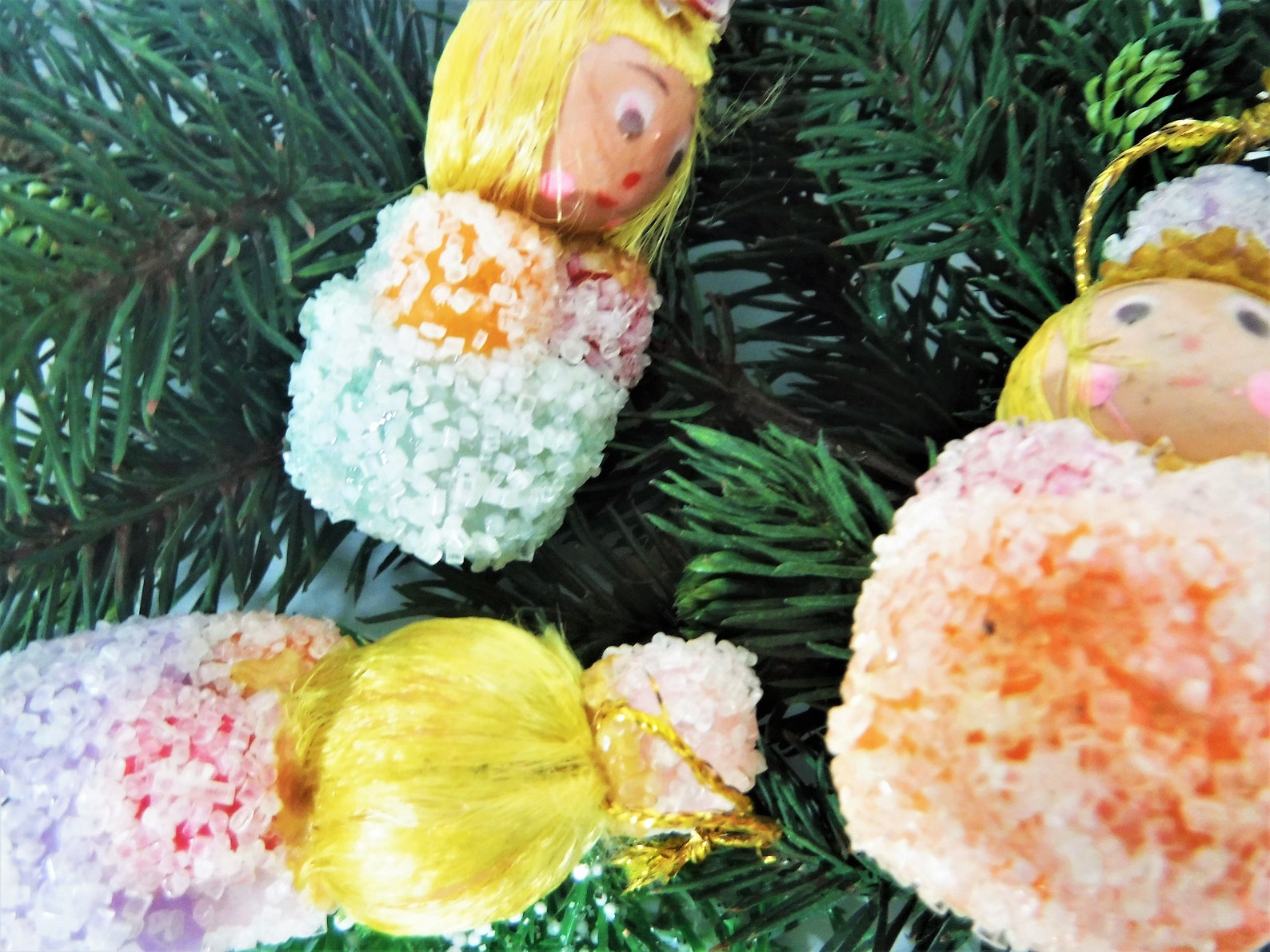 Vintage Ice Crystal Christmas Angel Ornaments - Etsy