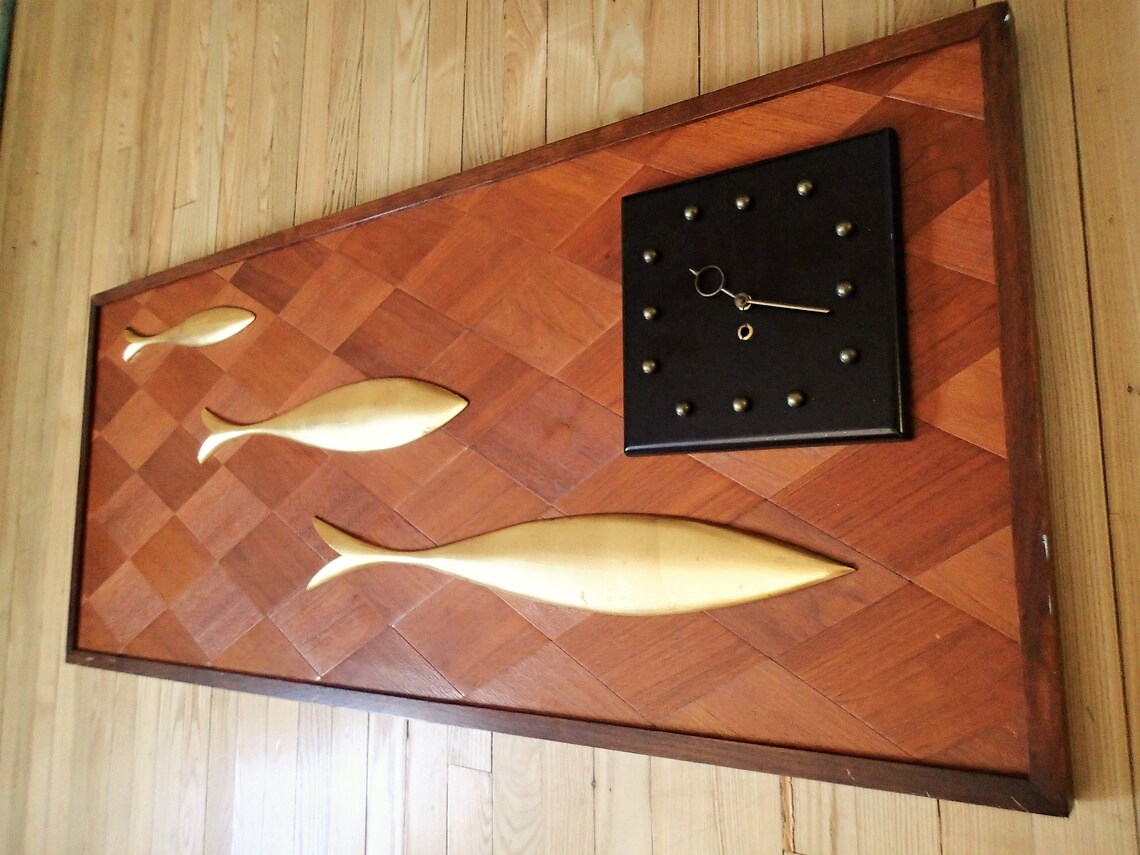 Mid Century Minimalist Art Atomic Fish Extra Large Parquet | Etsy