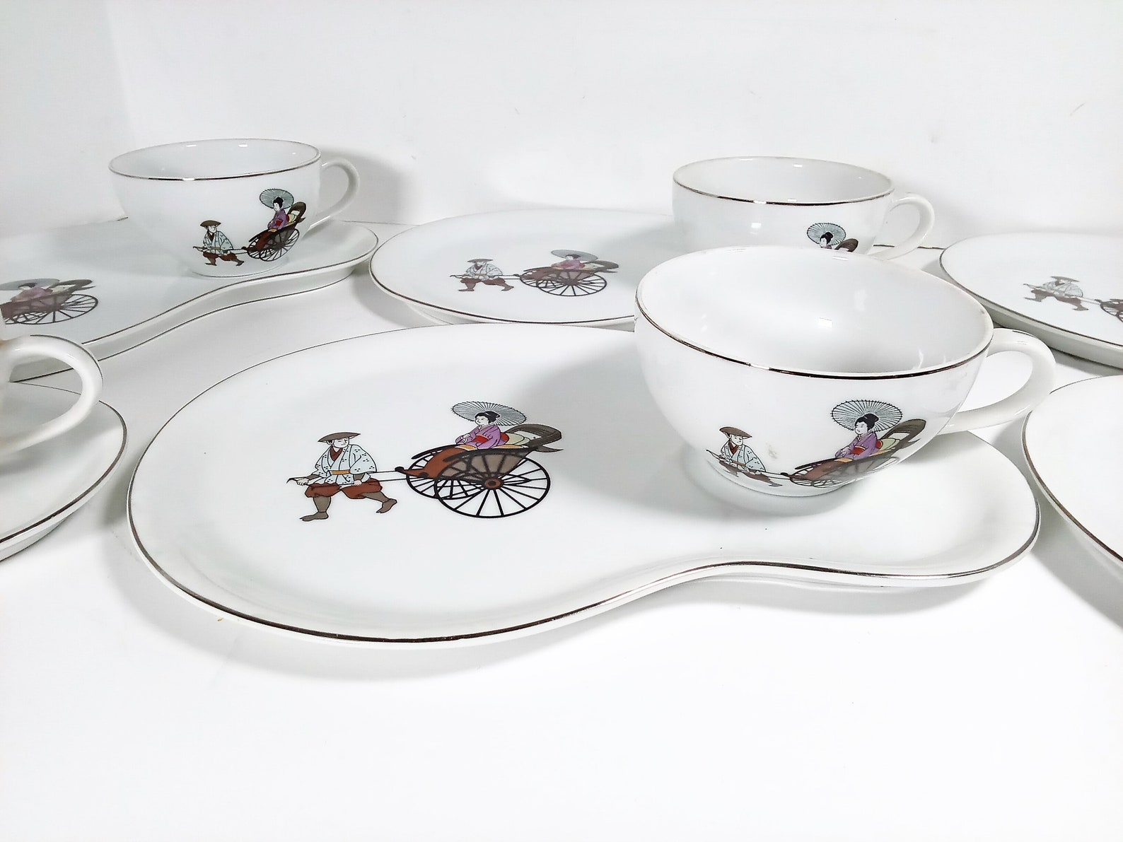 Arita Rickshaw Rikisha Luncheon Set Service for 6 Cups and - Etsy