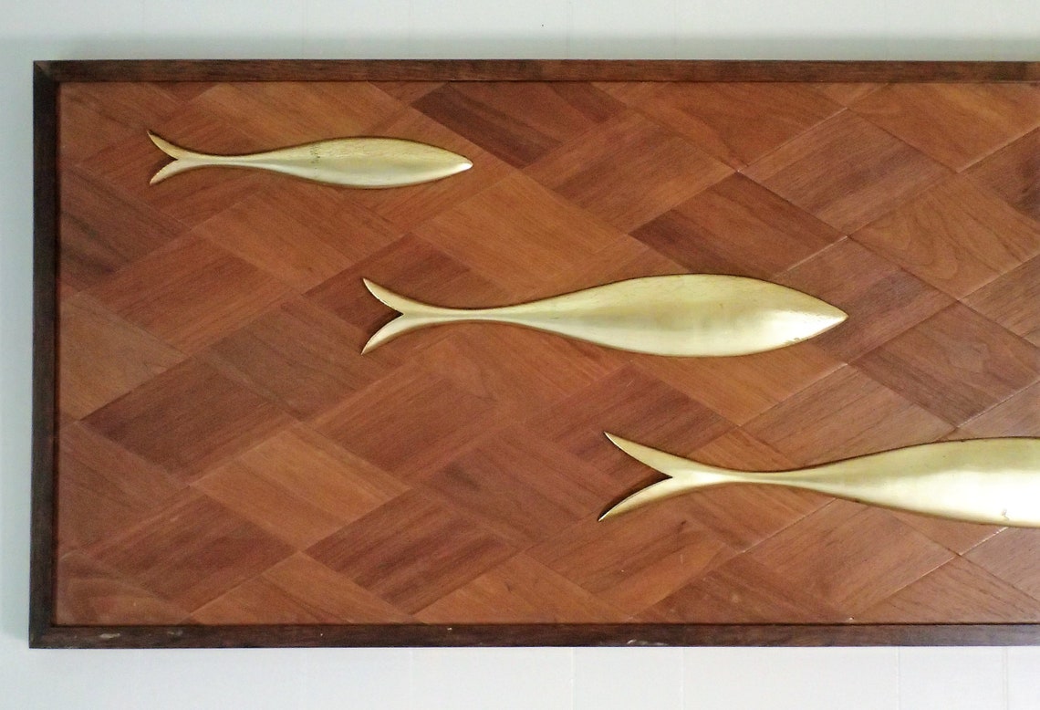 Mid Century Minimalist Art Atomic Fish Extra Large Parquet | Etsy