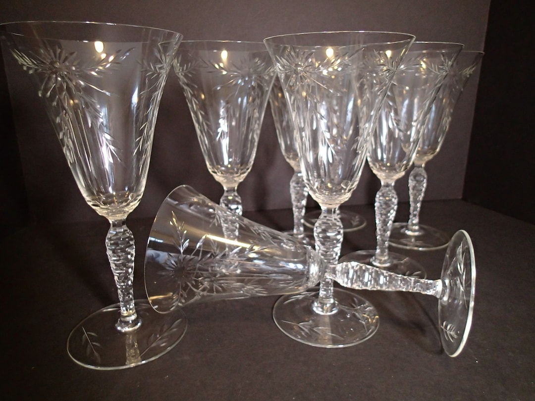Seneca Glass Cut Crystal Vintage Stemware Water Goblets - Etsy