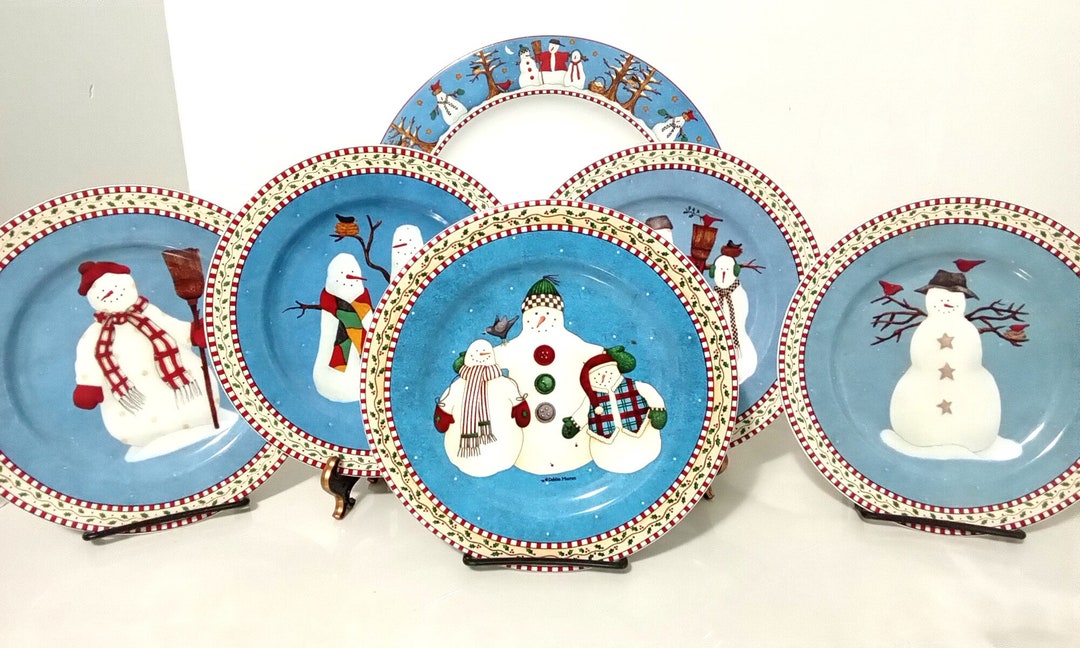 Sakura snowman Dinnerware. Designed by Debbie Mumm. 1997. Individual ...