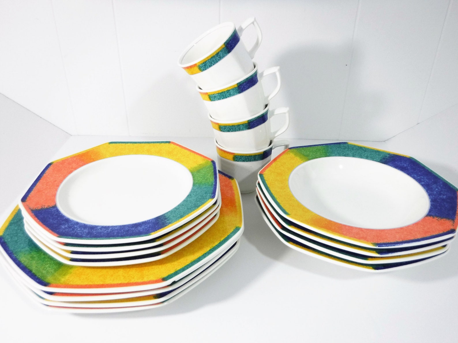 Retro Mikasa Color Eclipse 4 Piece Place Settings Service for | Etsy