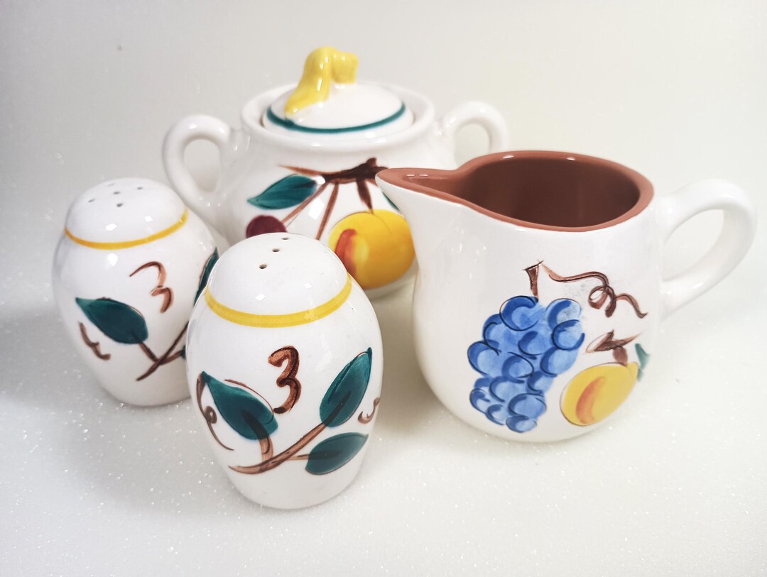 Stangl Fruit Tableware Set, Covered Sugar, Creamer, Salt, and Pepper - Etsy