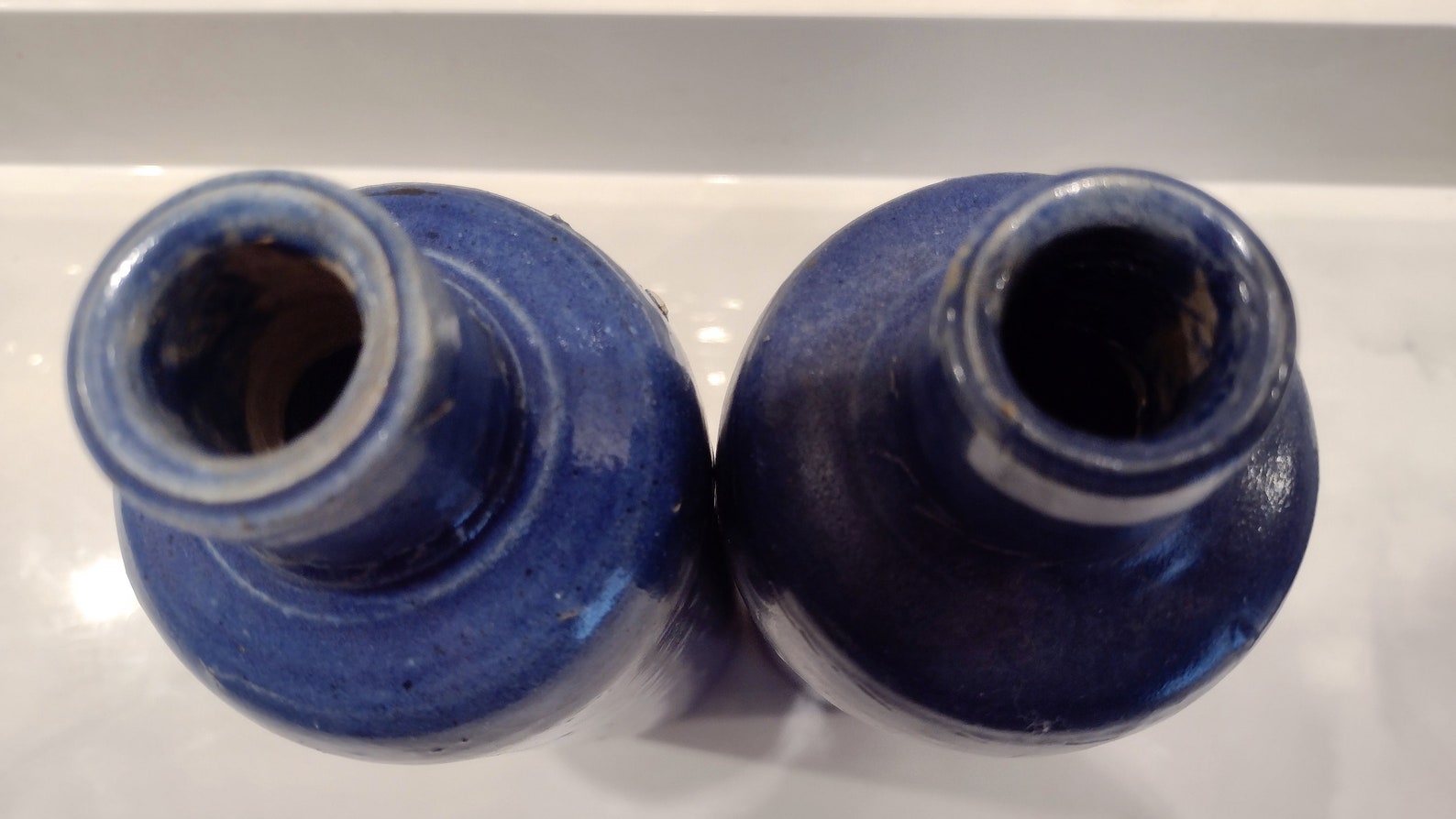 Antique Blue Pottery Crockery Wine / Beer Bottles - Etsy