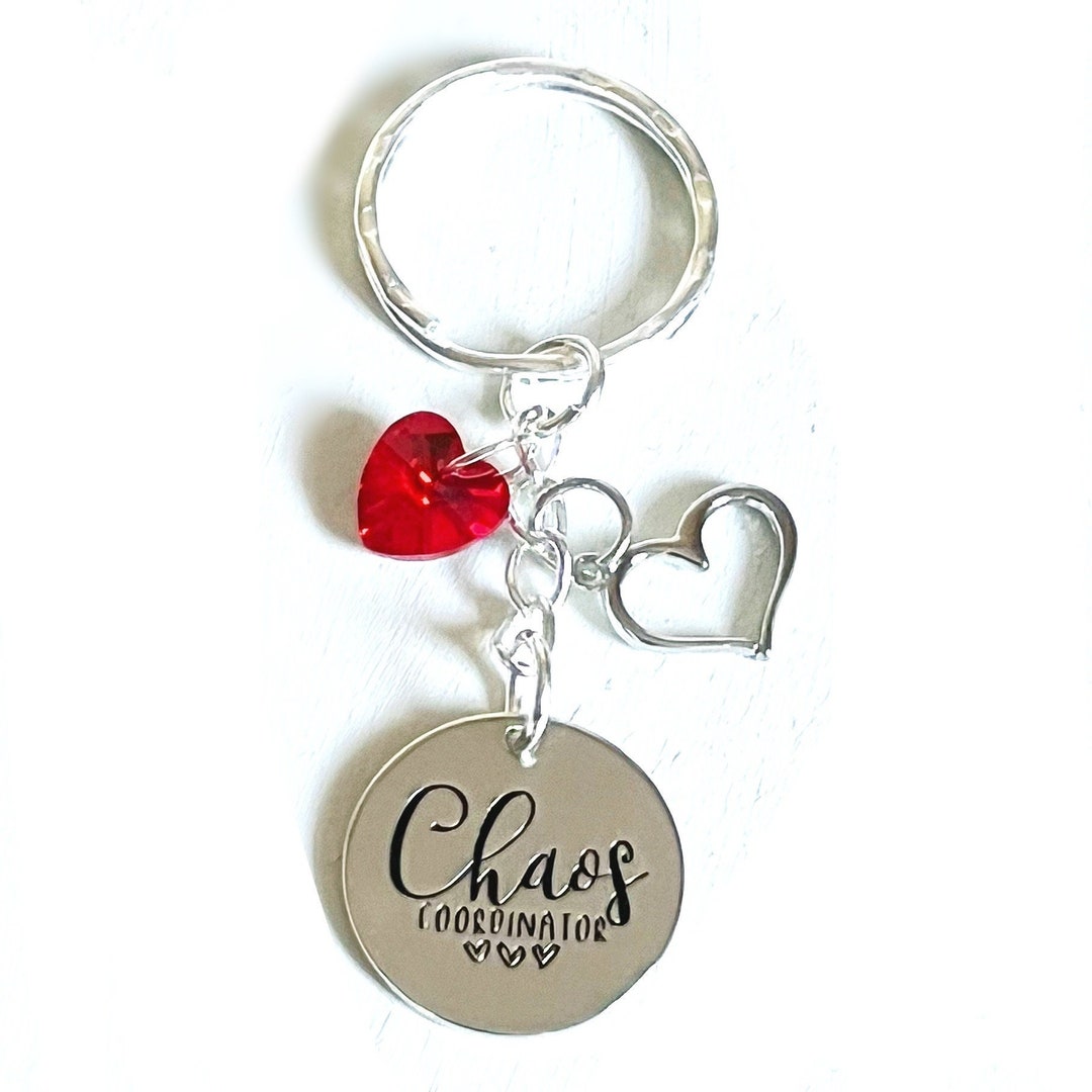 Personalized Chaos Coordinator Silver Charm Keychain Gift of Love and ...