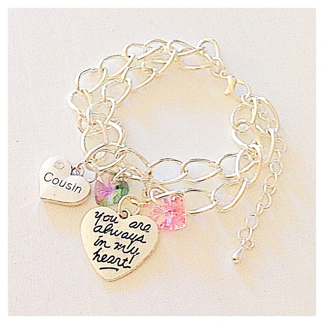 Personalized Cousin Silver Dual-chain Charm Bracelet You Are Always in ...