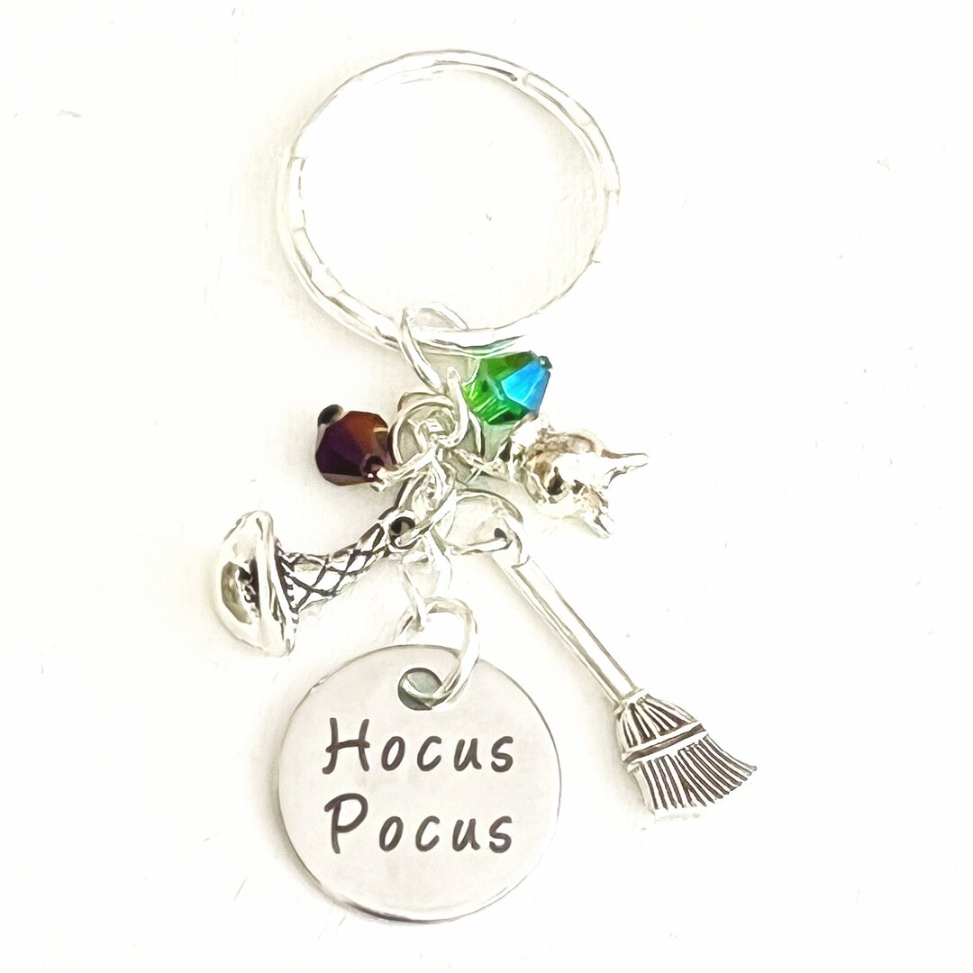 Personalized Hocus Pocus Silver Halloween Charm Keychain Gift and Party ...