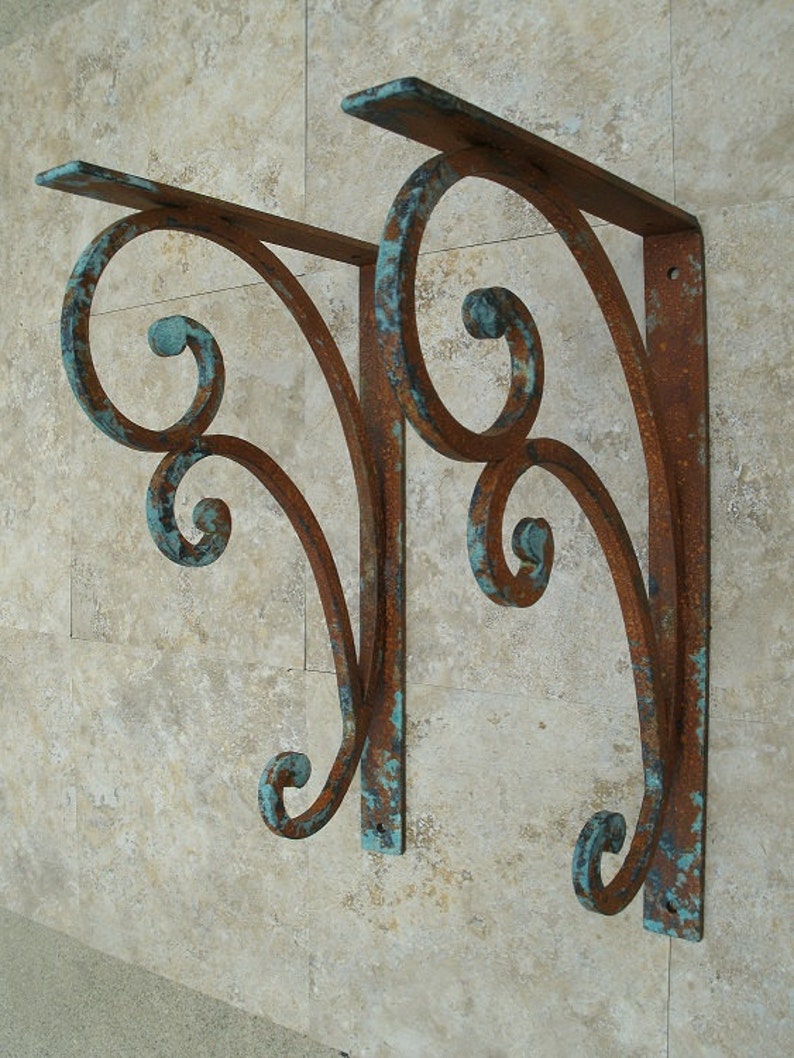 Beautiful & Decorative Wrought Iron 11 X 17 Angle Support Bracket-heavy ...