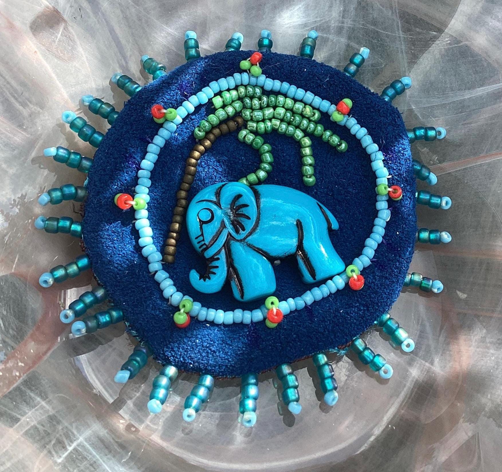 Vivid Blue Circle Elephant Pin Brooch - Etsy