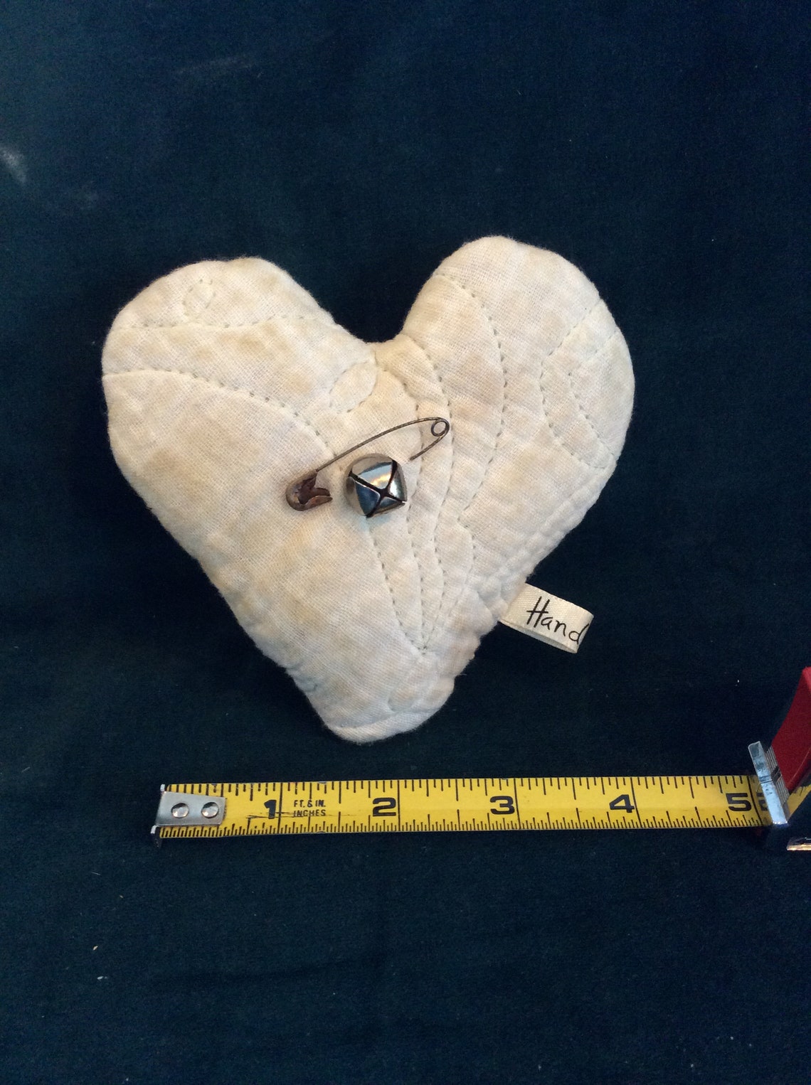 Primative Heart Sachet, Bowl Filler With Rusted Safety Pin and Bell - Etsy