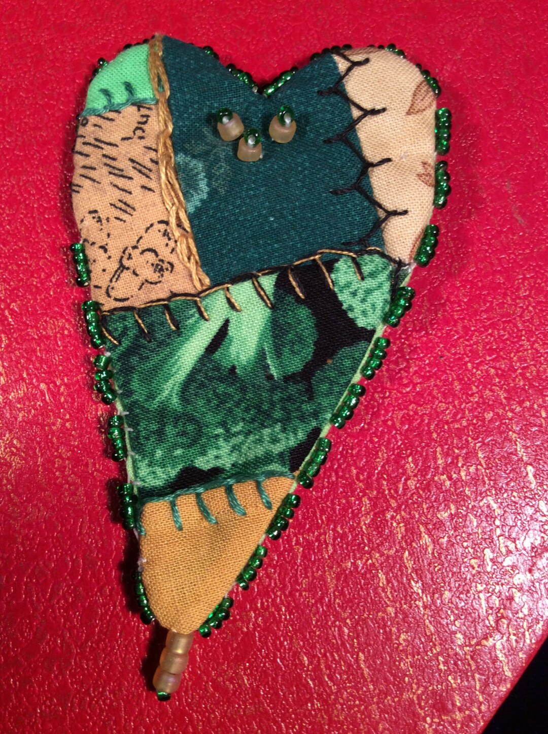 Green and Gold Heart Pin Brooch - Etsy
