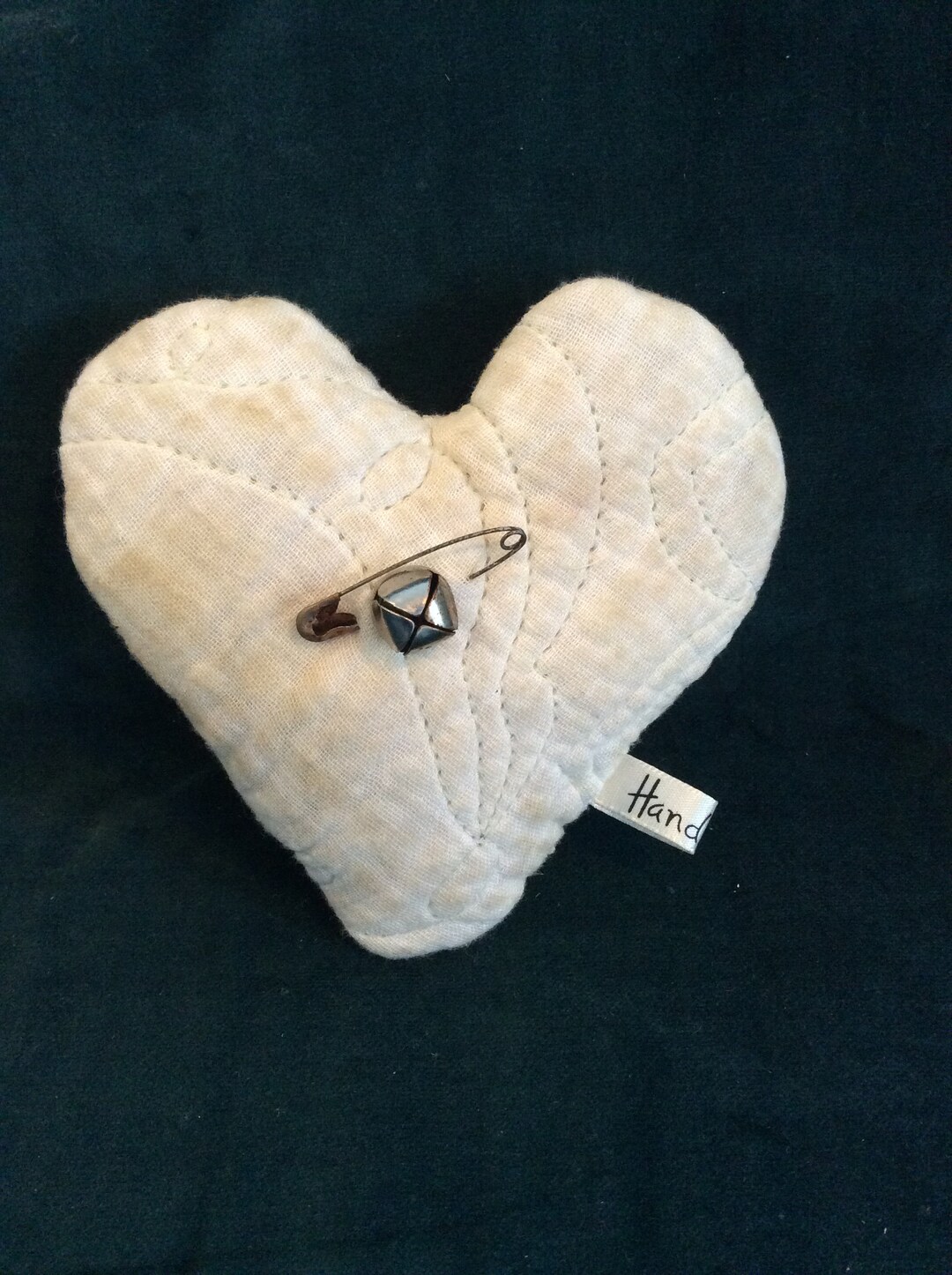 Primative Heart Sachet, Bowl Filler With Rusted Safety Pin and Bell - Etsy