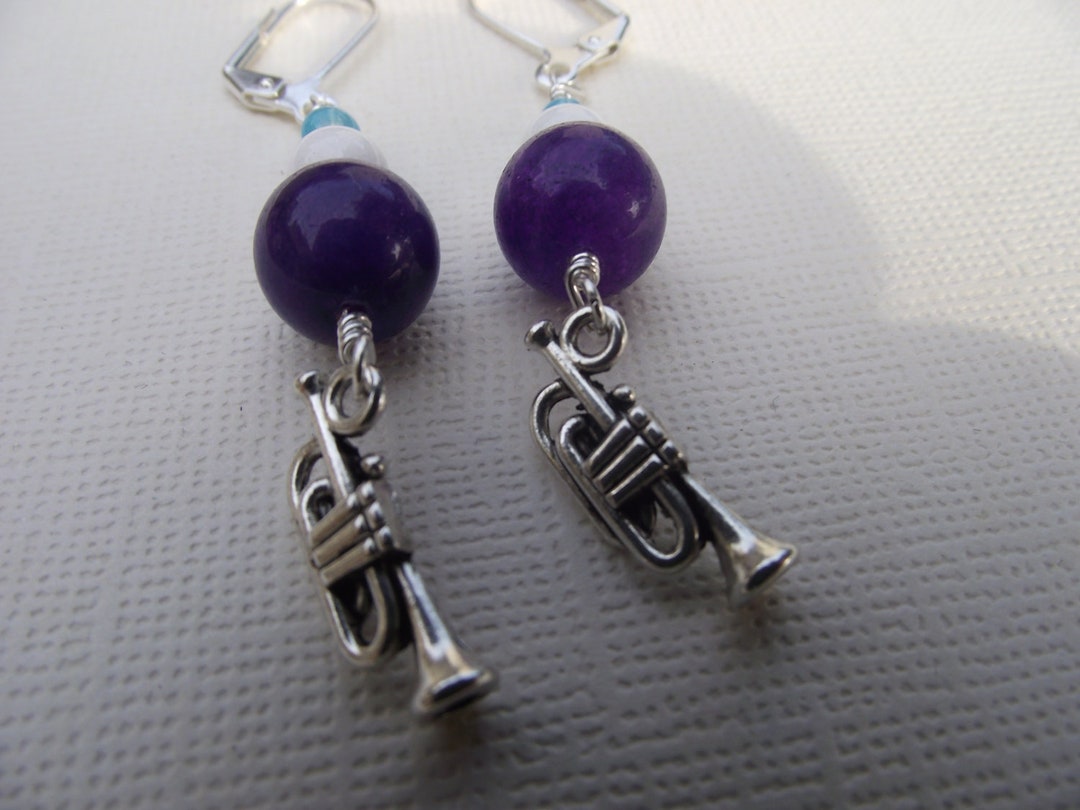 Beaded Earrings With Musical Instrument Charm - Etsy