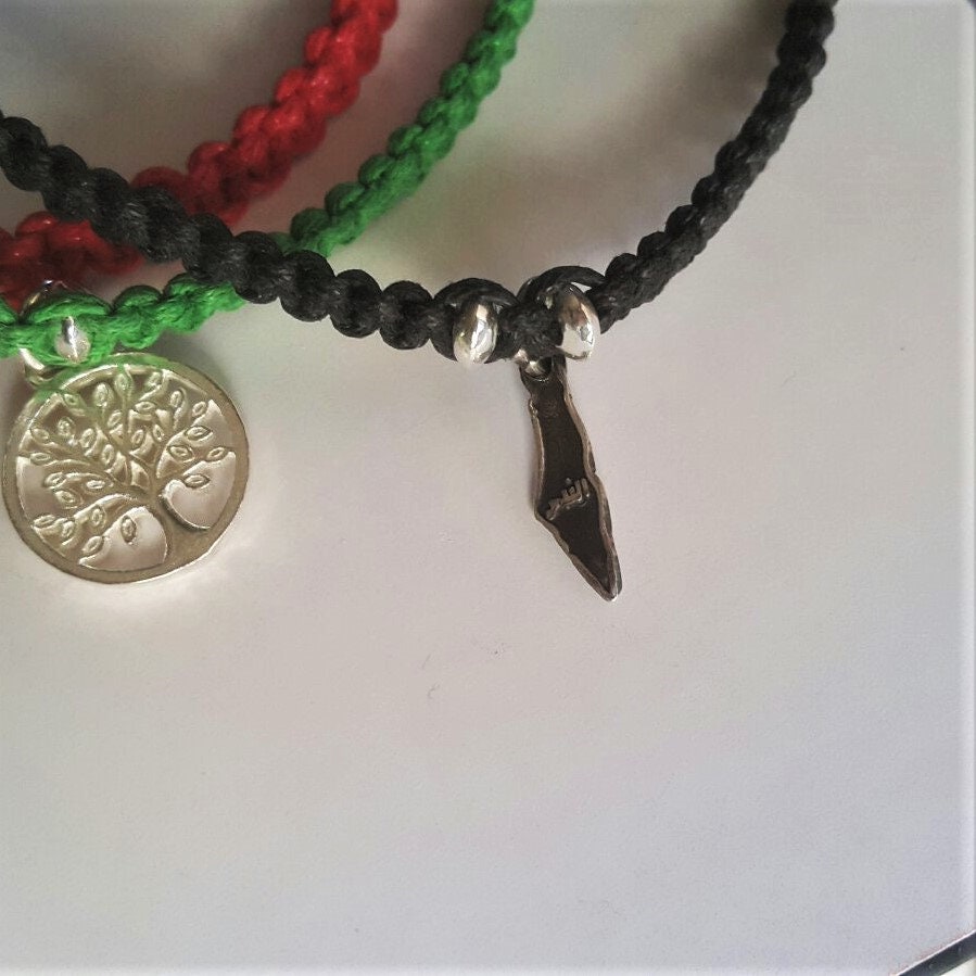 Palestine Bracelet Silver Handalah Bracelet Palestine Map - Etsy