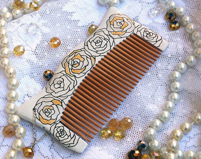 Hand Painted Wood Comb Original Bridal Gift Wooden Comb - Etsy