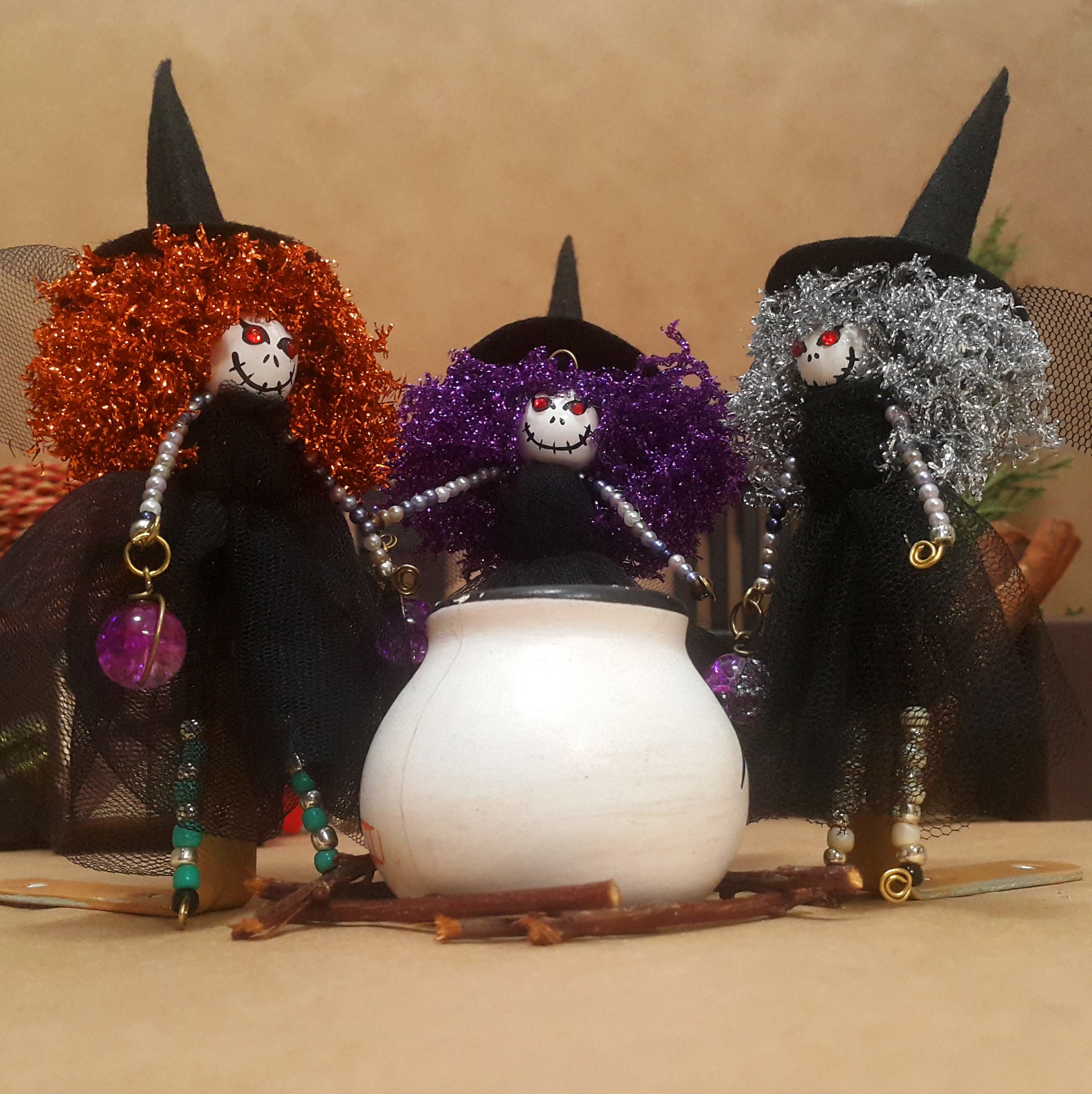Adornos de muñecas brujas de Navidad hermanas brujas bruja | Etsy