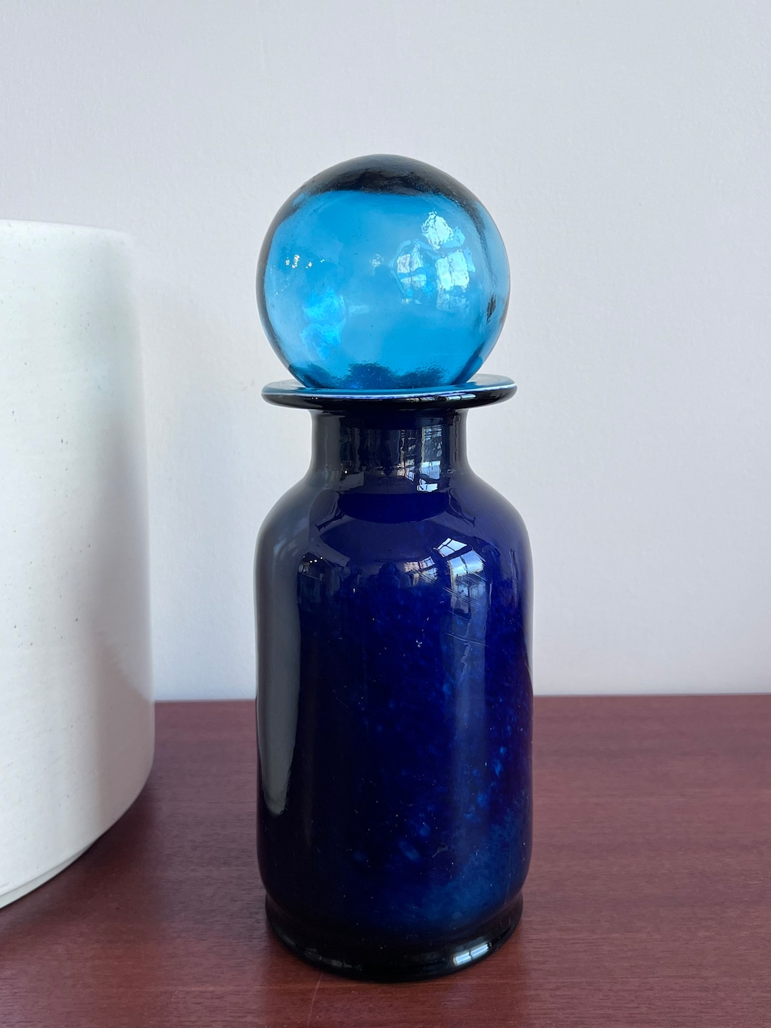 Raymor Vintage Blue Art Glass Vessel / Decanter With Stopper - Etsy