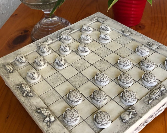 Vintage Checkerboard Box Game, Heavy, Checkers Are Rabbits & Turtles ...