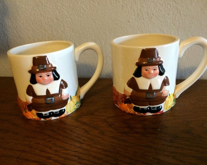 Publix Pilgrim Thanksgiving Collection Two Mugs 1990's Mint Condition ...