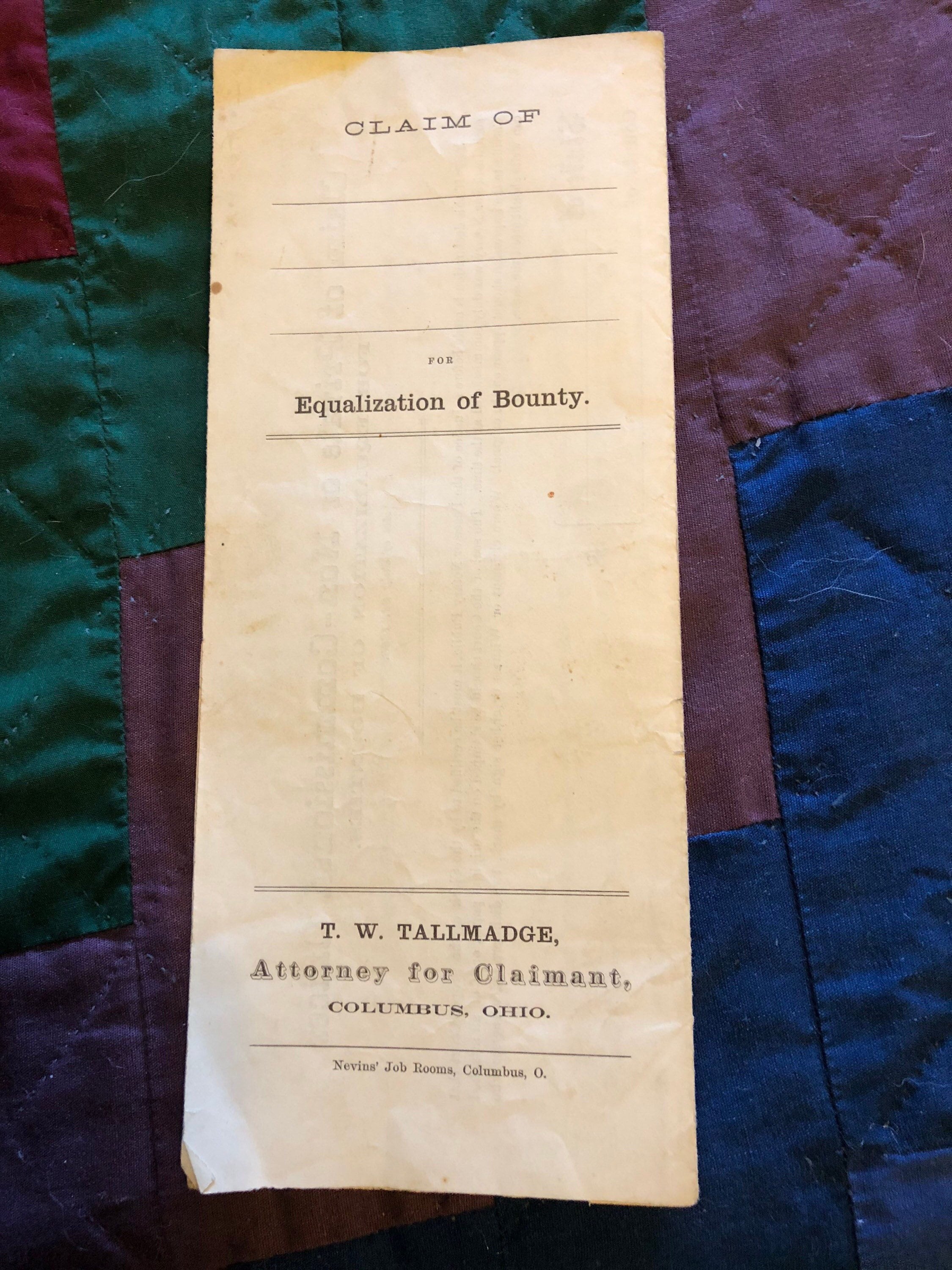 Vintage Official Army Discharge Document From 1867, Dillon Turner. Camp ...