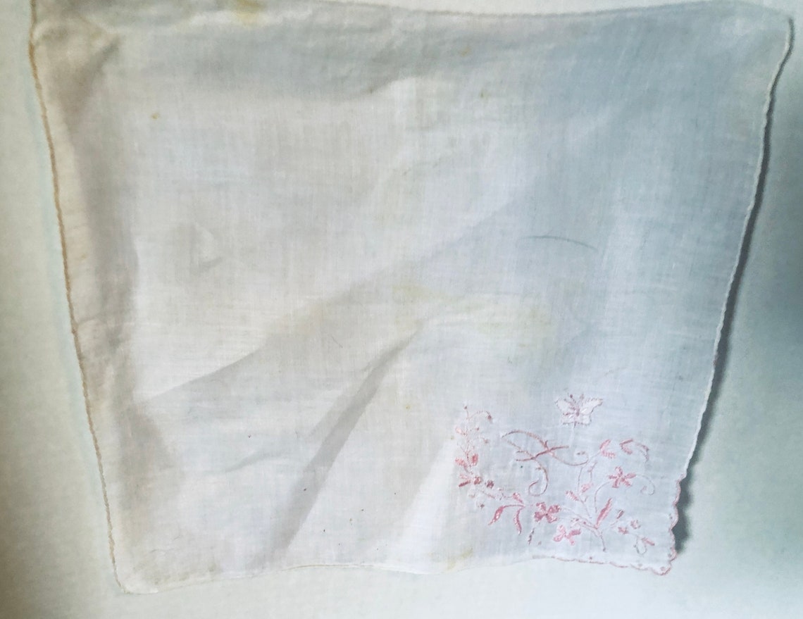 Vintage Pink Handkerchief With Scallops on the Corner | Etsy