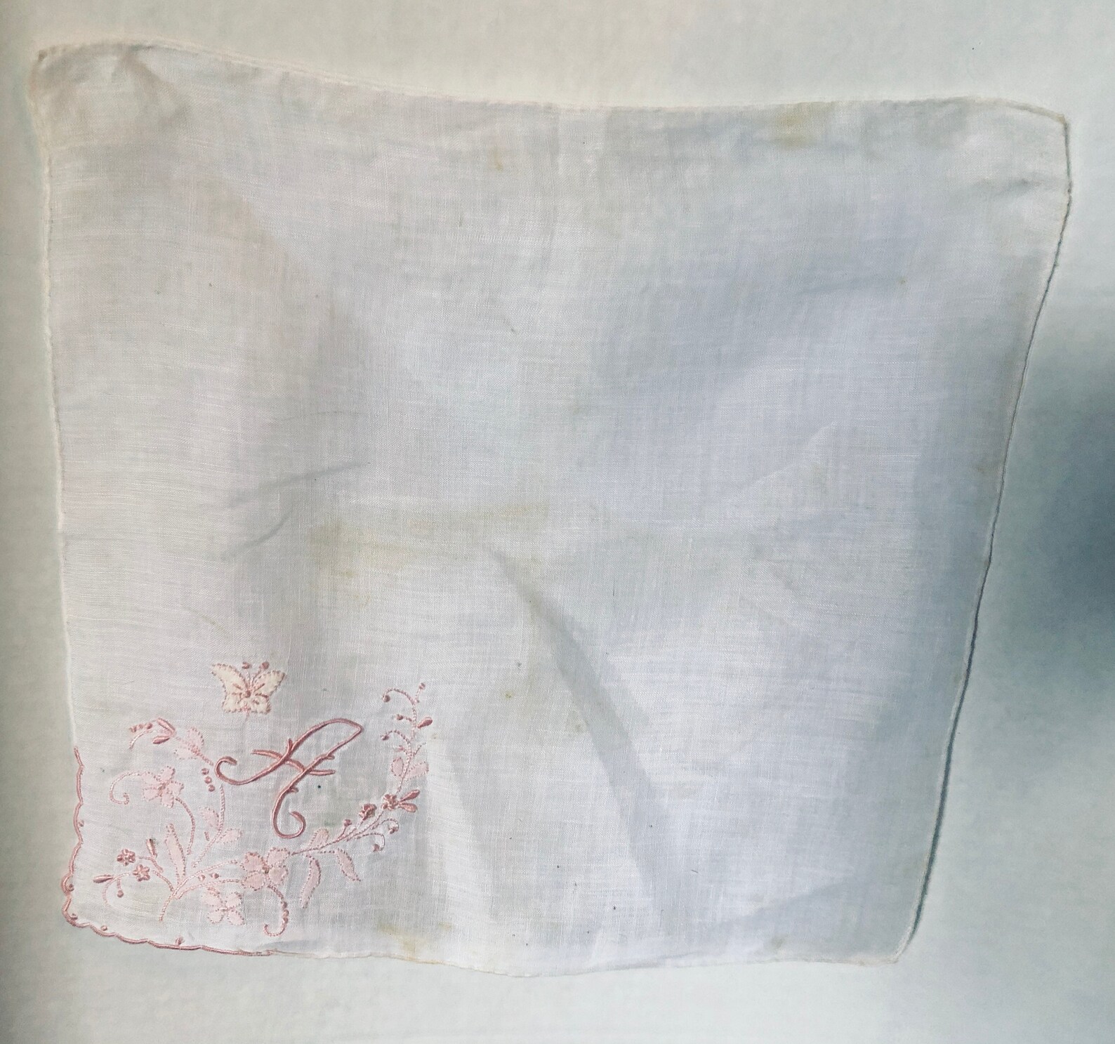 Vintage Pink Handkerchief With Scallops on the Corner | Etsy