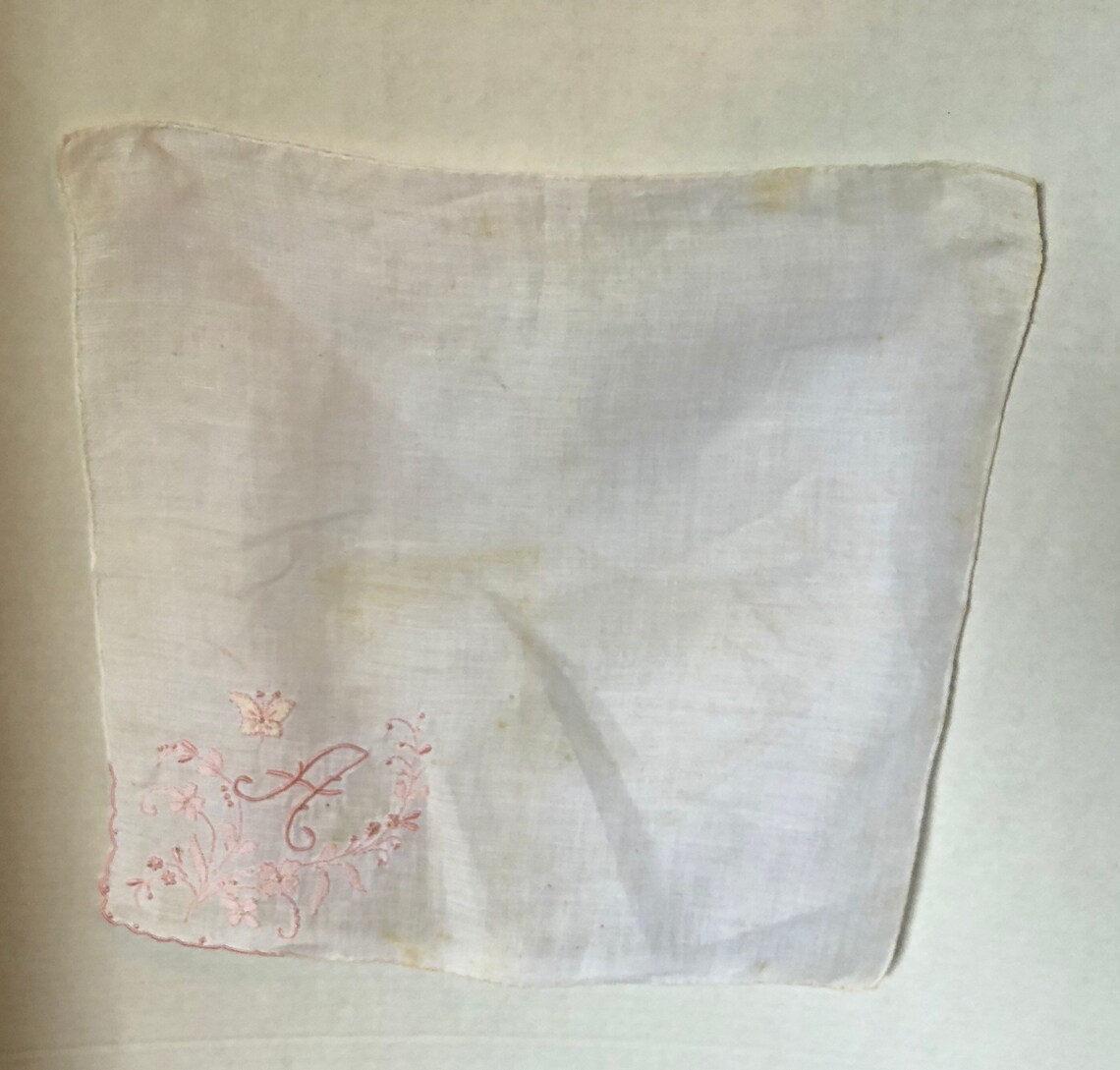 Vintage Pink Handkerchief With Scallops on the Corner | Etsy