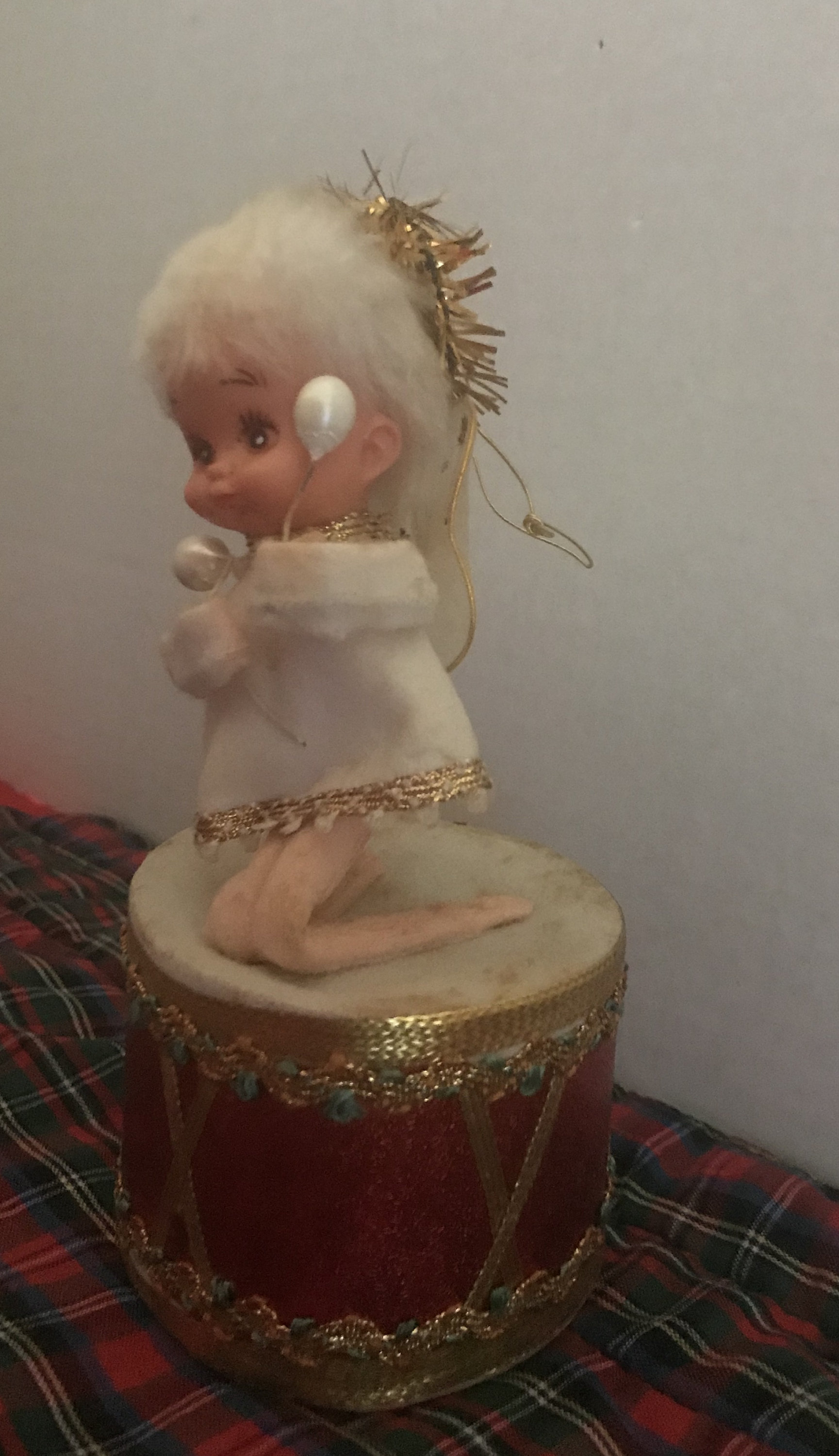 Vintage Holiday Christmas Elf Angel on a Drum Decor Tree | Etsy
