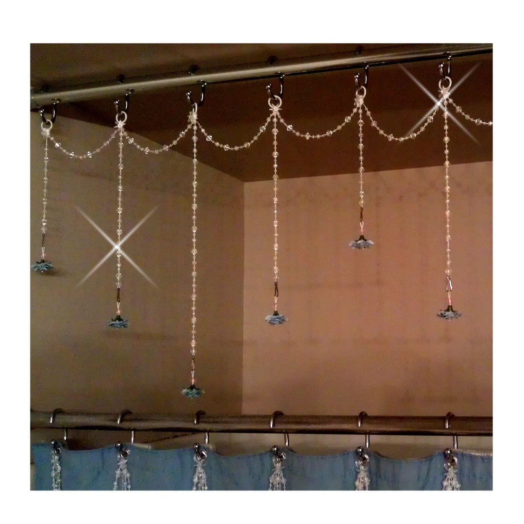 Bathtub/shower Header Bling..single Swag With 3 Alt Length Vertical ...